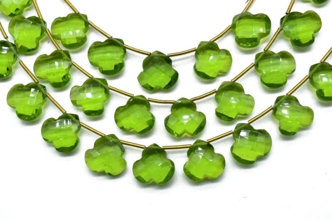 Peridot Quartz Clover Shape Briolettes,loose Gemstone Faceted Bead ...