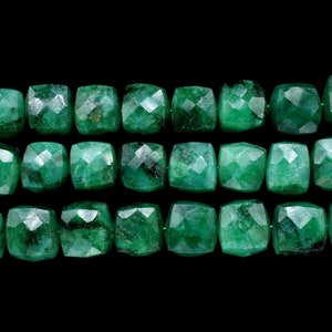 Emerald Faceted Cubes,square Cube Nuggets Beads,emerald 3D Box Faceted ...