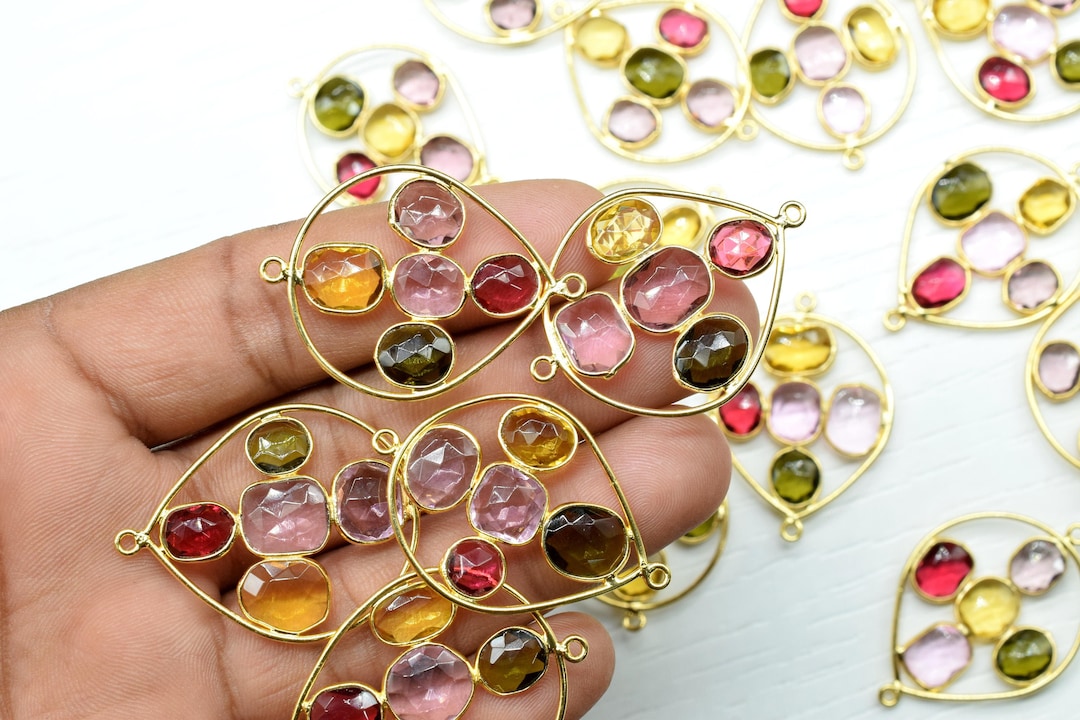 Multi Stone Pendant,gemstone Double Bail Connectors,handmade Jewelry ...
