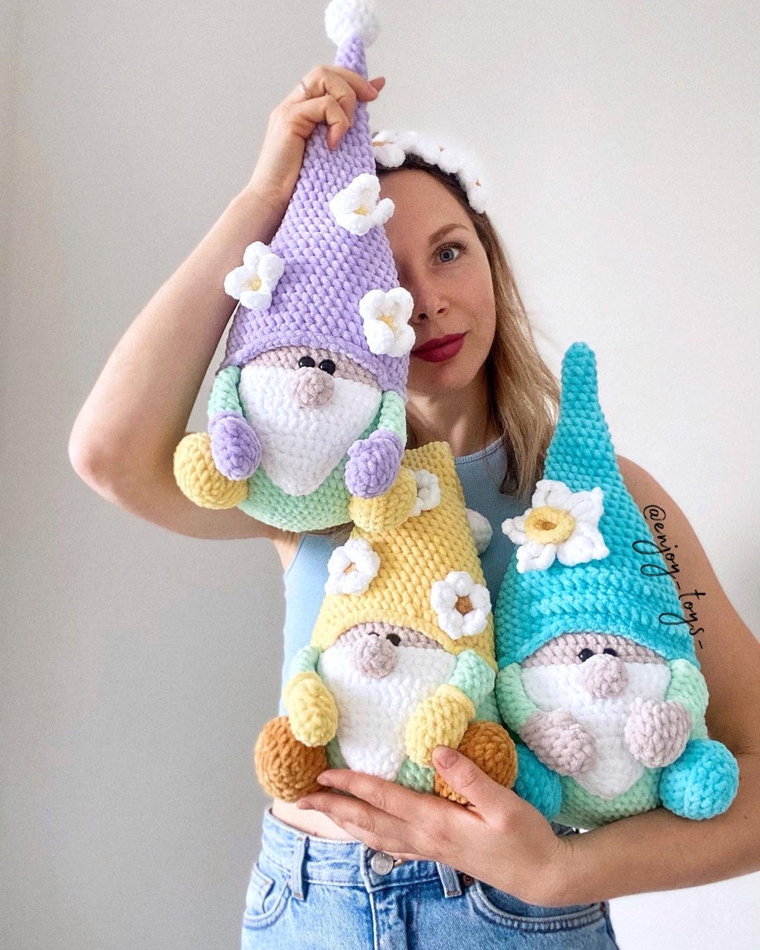 Crochet Gnome Pattern Set of 3, PDF Crochet Pattern, Plush Gnomes, DIY ...