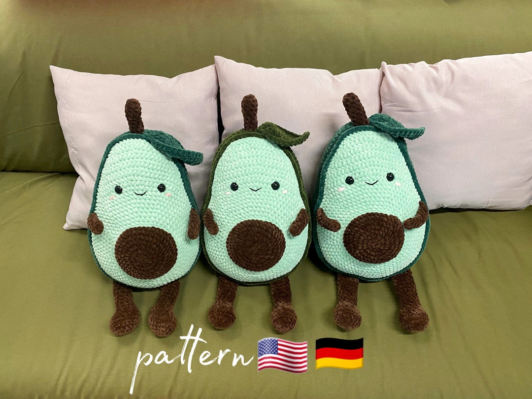 Crochet Avocado Pillow Pattern: Amigurumi Plush Toy (PDF Pattern). DIY ...
