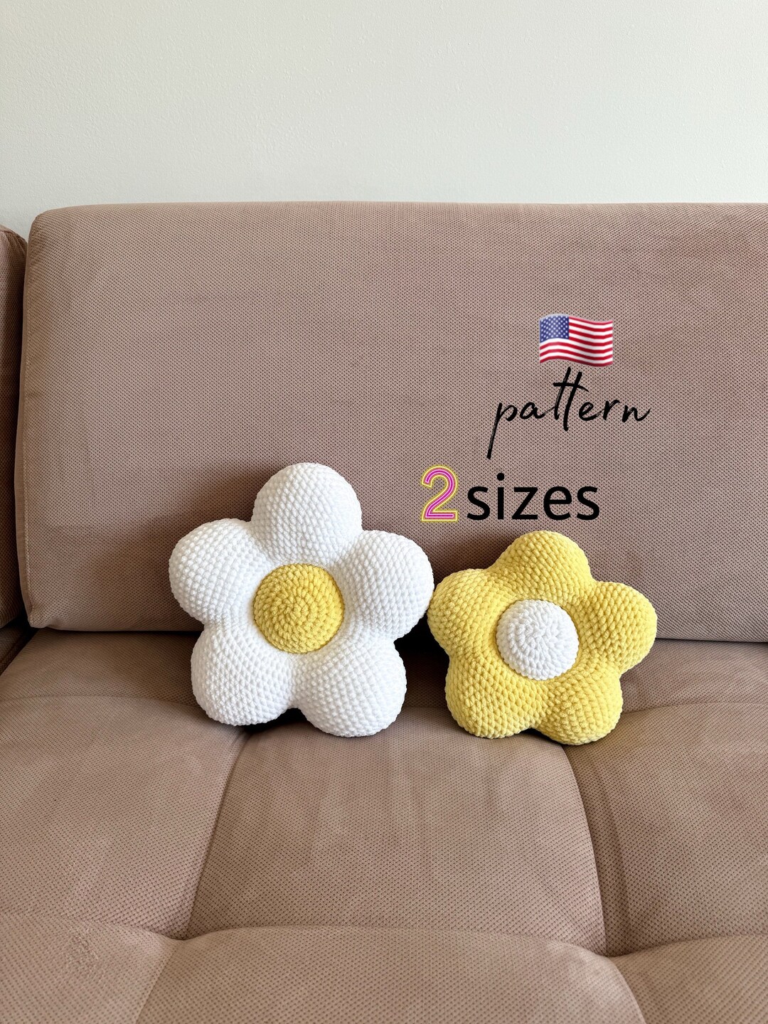 Crochet Flowers, Set of 2 Crochet Pillow Patterns, Crochet Flower ...