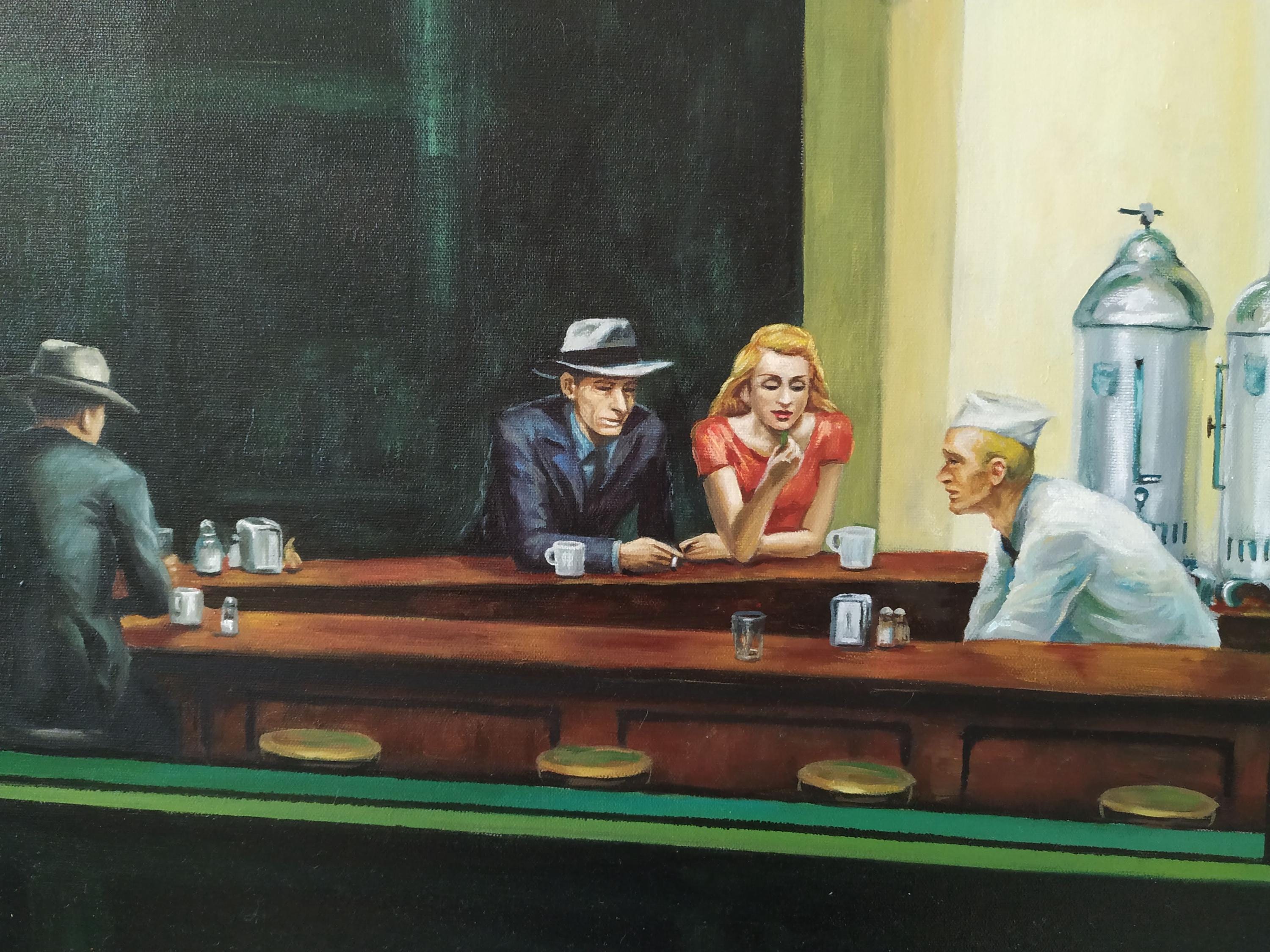 Oil Painting Reproduction of Nighthawks by Edward Hopper by a ...