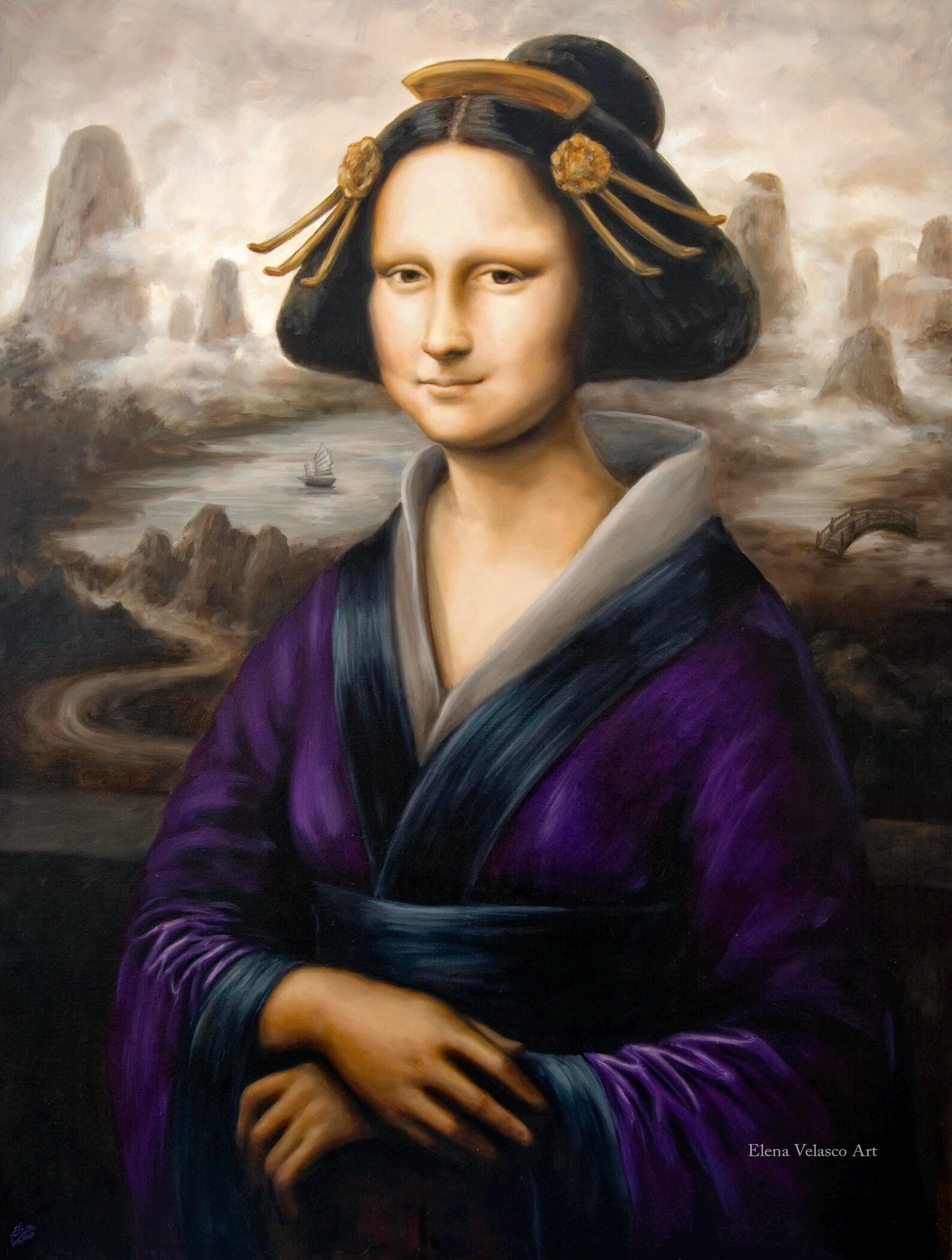 The Geisha Mona, an Oil Painted Version of the Artwork La Gioconda or ...