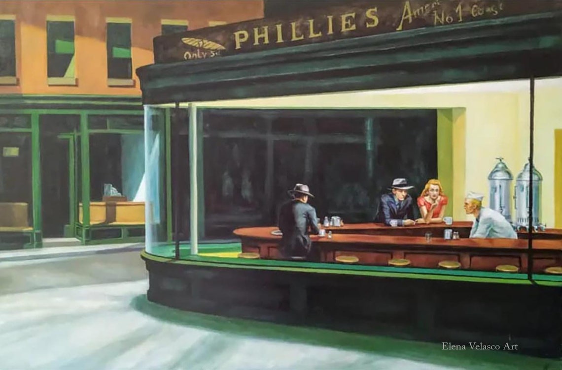 Oil Painting Reproduction of Nighthawks by Edward Hopper by a ...