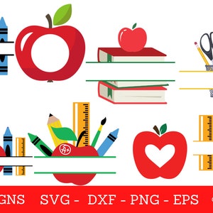 Teacher Monogram SVG: Apple Split Frame Designs (digital Files) - Etsy