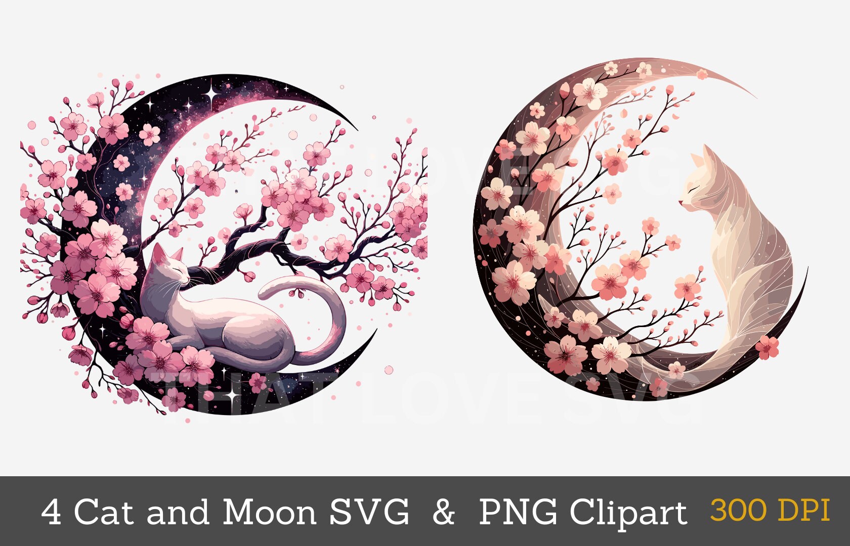 Cat and Moon SVG Celestial Cat Svg Halloween Cat Moon Svg - Etsy