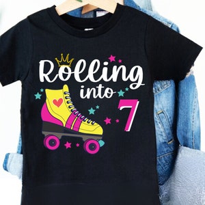 Rolling Into 7 Svg, Birthday Roller Skates Svg, 7th Birthday Svg ...