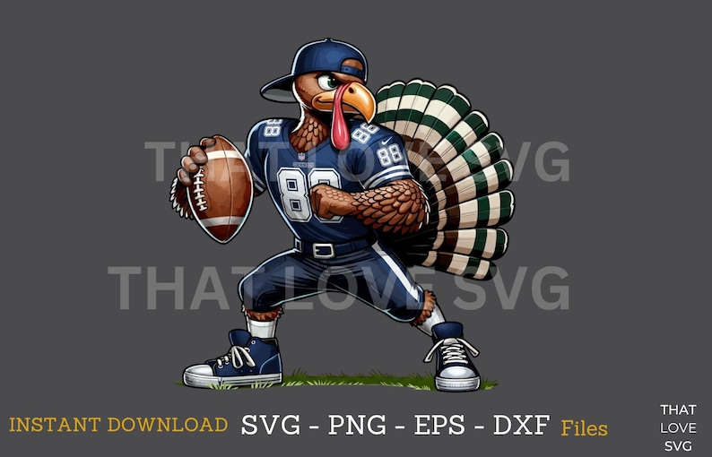 Turkey Football Thanksgiving SVG, PNG, Dallas Game Day (digital ...