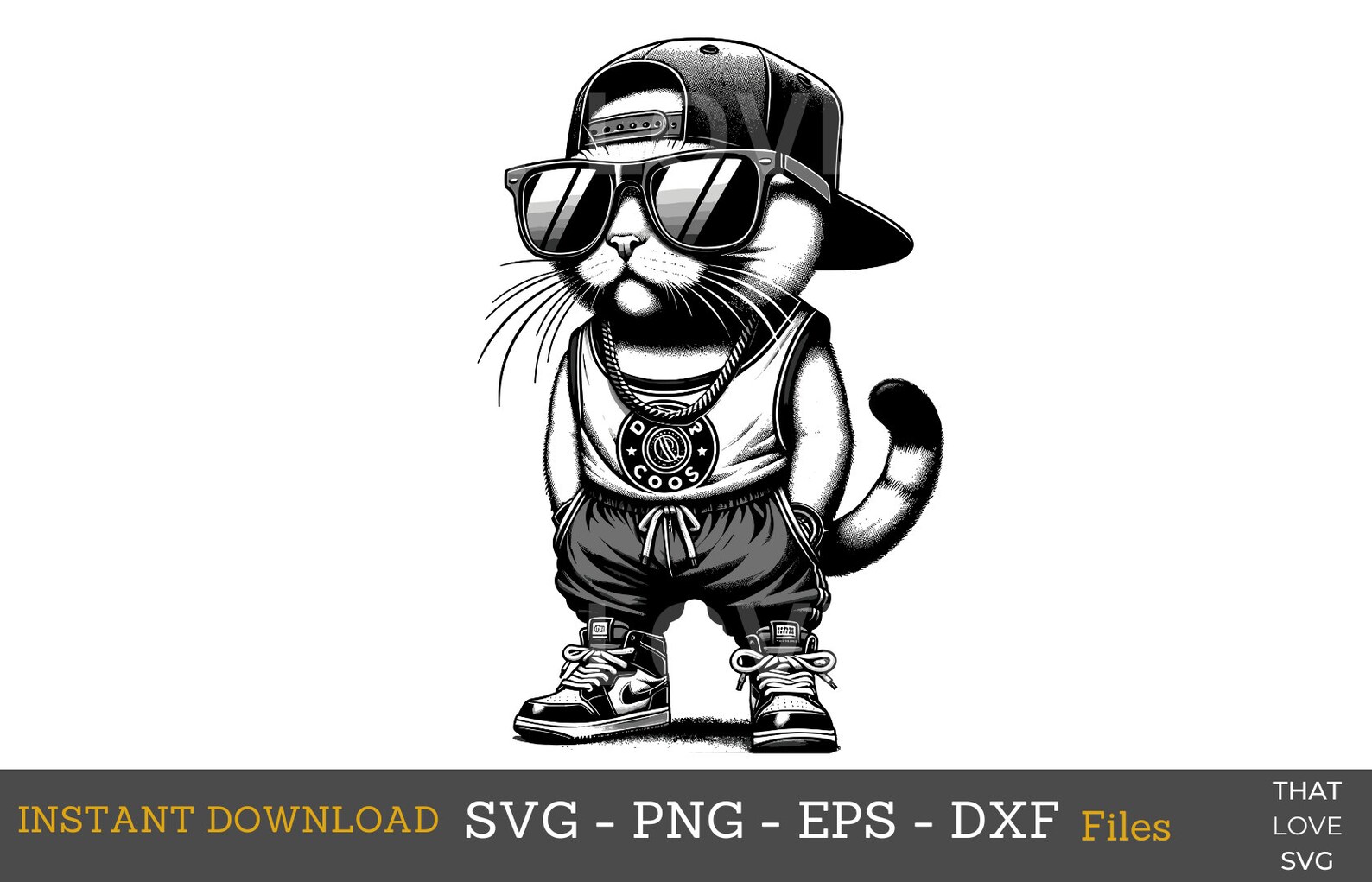 Cool Cat Svg Hip Hop Hipster Cat Svgangry Cat Wearing - Etsy