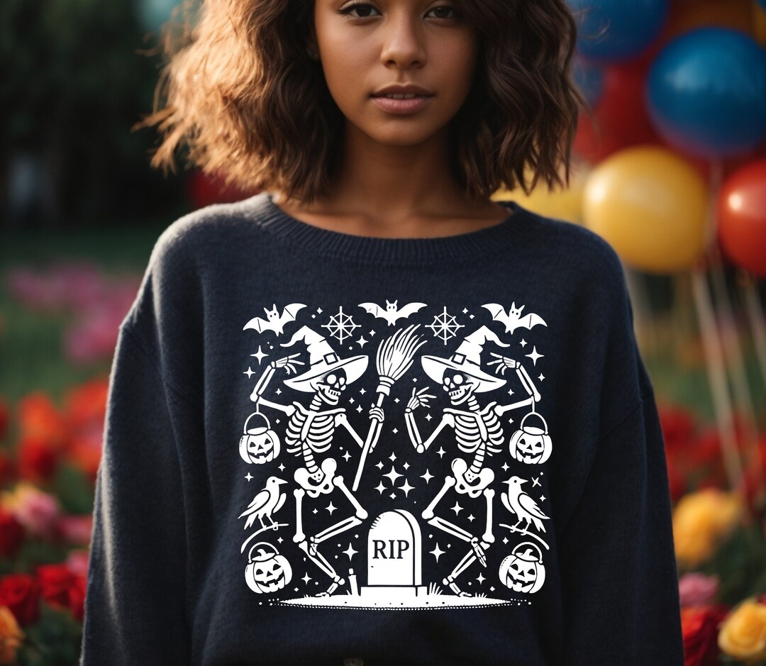 Dancing Skeleton Witches SVG PNG: Halloween Spooky Season (digital ...