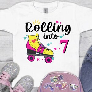 Rolling Into 7 Svg, Birthday Roller Skates Svg, 7th Birthday Svg ...