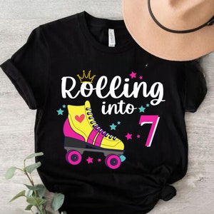 Rolling Into 7 Svg, Birthday Roller Skates Svg, 7th Birthday Svg ...