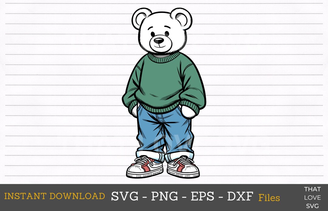Cool 90s Teddy Bear Svg, Hip Hop Teddy Bear Svg,teddy Bear Png ...