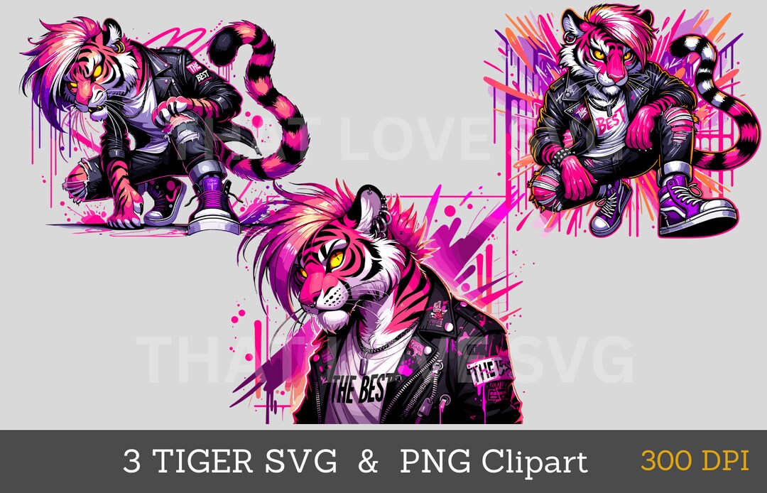 Streetwear Tiger Bundle (3) PNG | Siberian Cat Kitten, Tshirt Sticker ...