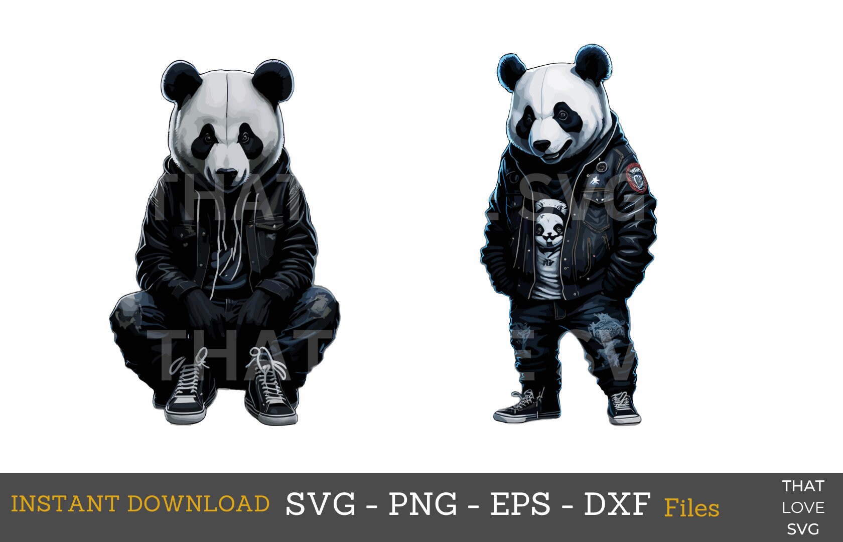 Cool Graffiti Pandas Bundle PNG 5 Bear T-shirt Sticker - Etsy