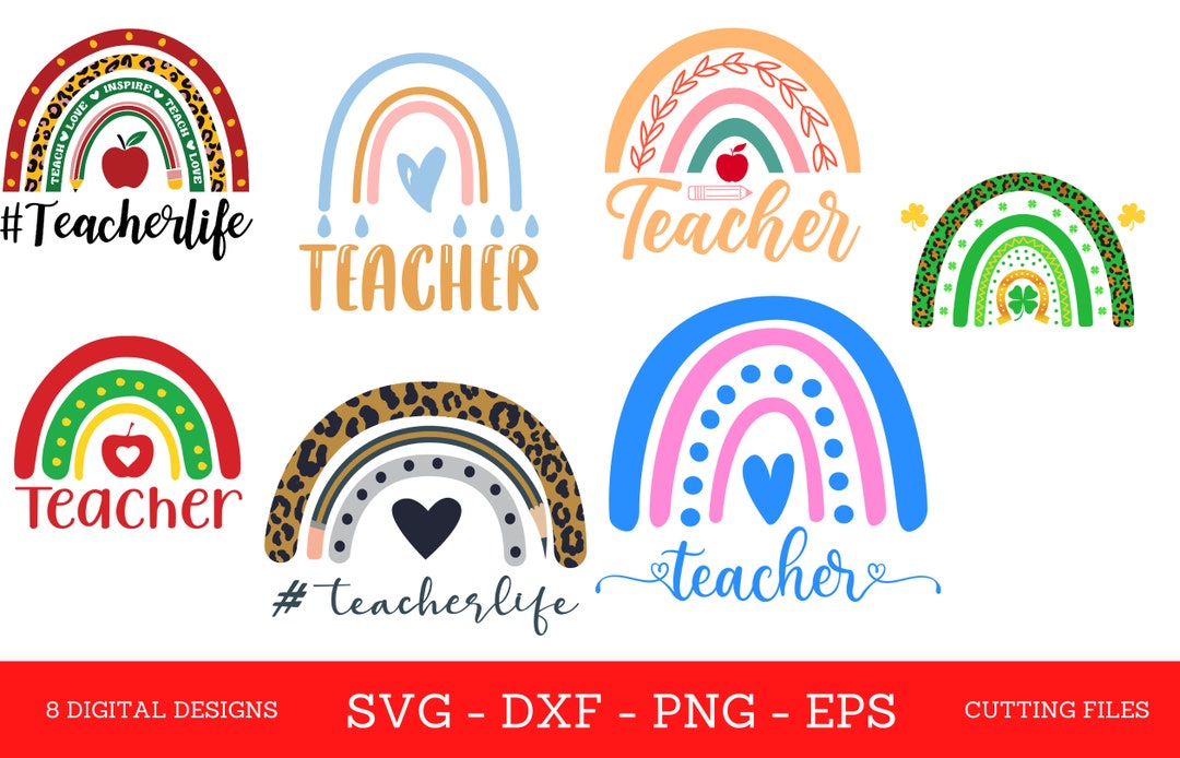 Teacher Rainbow Svg Bundle, Teacher Rainbow Png SVG, Teacher Life Svg ...