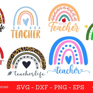 Teacher Rainbow Svg Bundle, Teacher Rainbow Png SVG, Teacher Life Svg ...