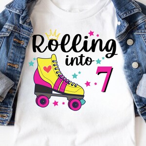 Rolling Into 7 Svg, Birthday Roller Skates Svg, 7th Birthday Svg ...