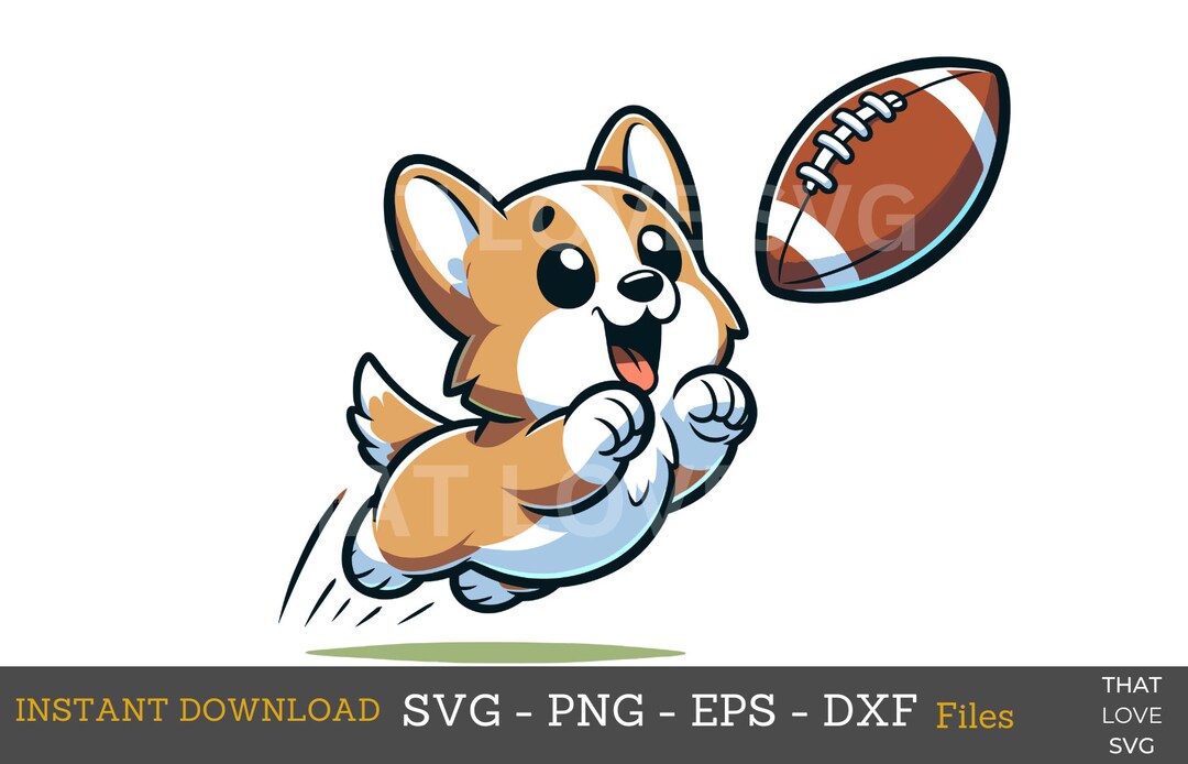Corgi Catching a Football Svg, Dog Mom Svg, Dog Dad Svg, Dog Lover Svg ...