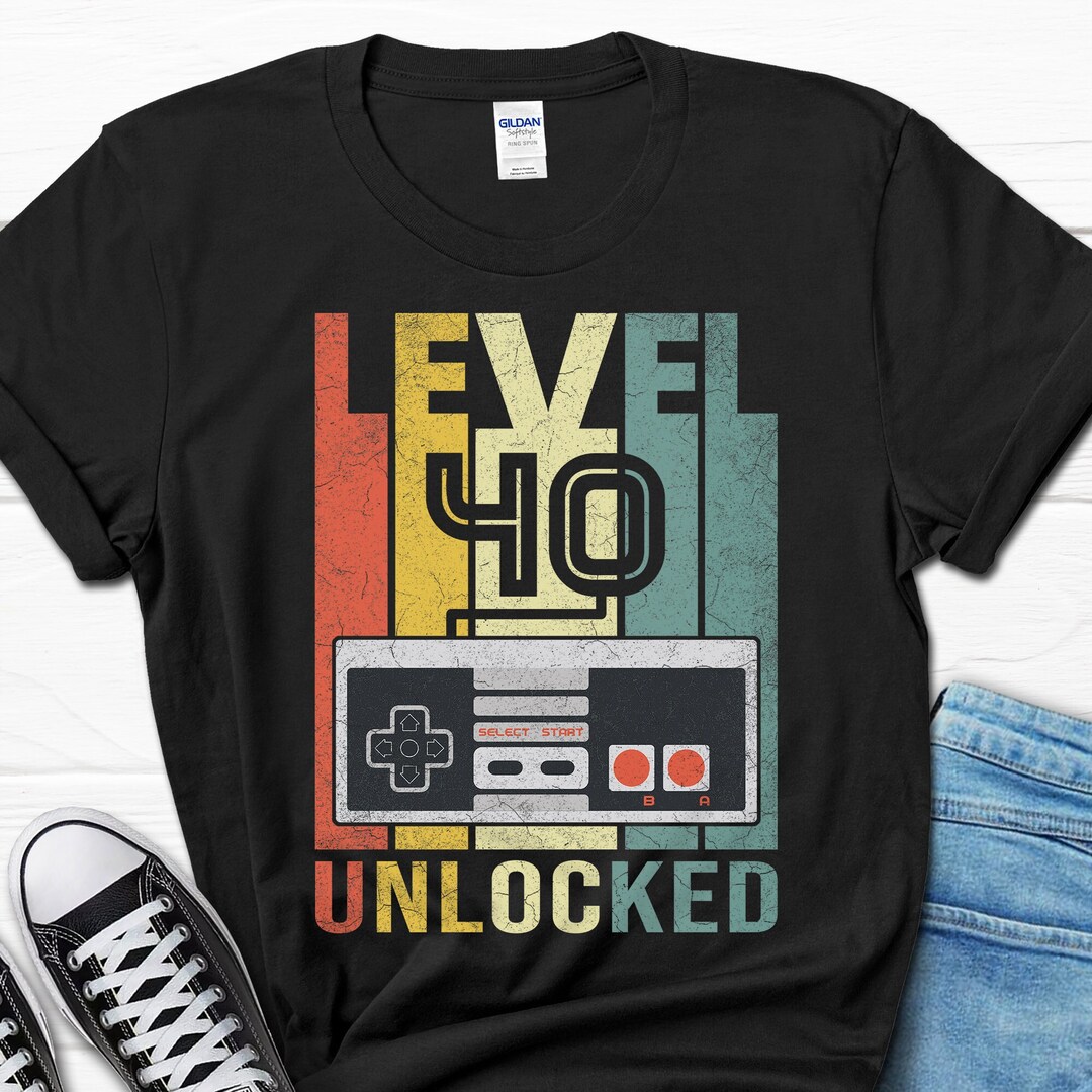 Level 40 Unlocked T-shirt, 40th Birthday Gift, Gaming Shirt for Husband ...