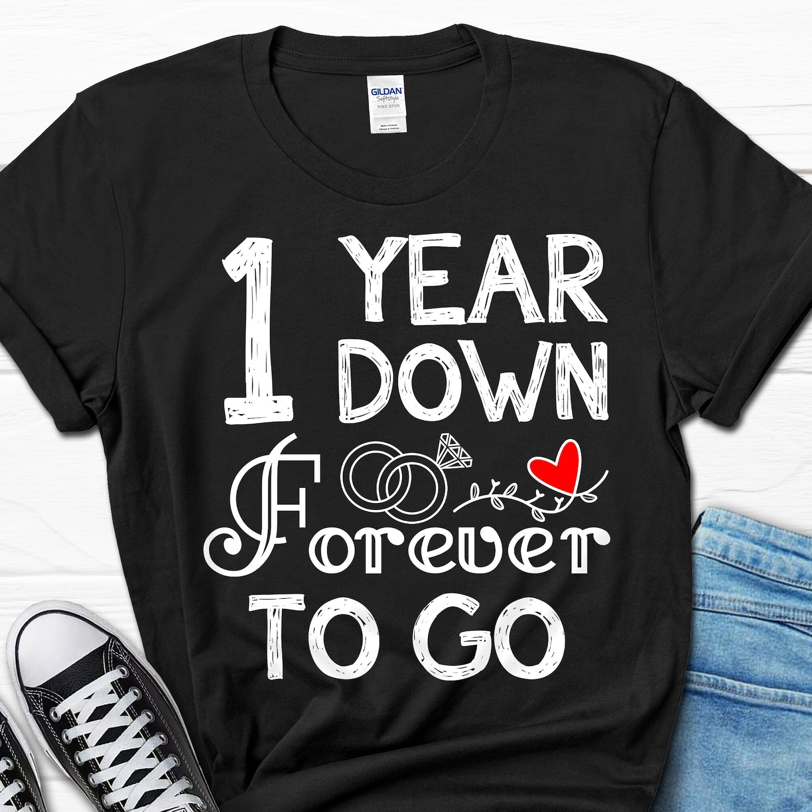 1 Year Down Forever to Go Shirt 1st Wedding Anniversary - Etsy