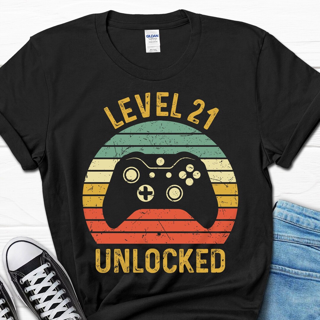 Level 21 Unlocked Birthday Shirt, Funny Gaming T-shirt, Husband Gamer ...