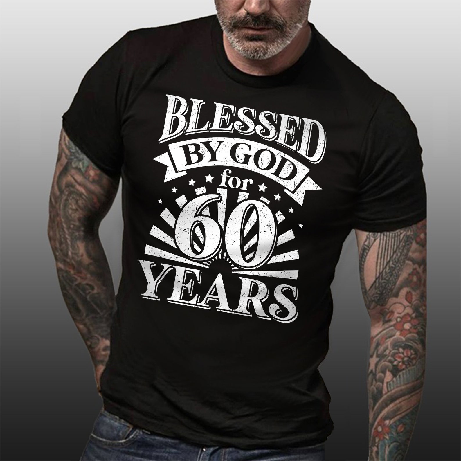 Blessed by God for 60 Years Gift, 60th Birthday Christian Shirt, 60 ...