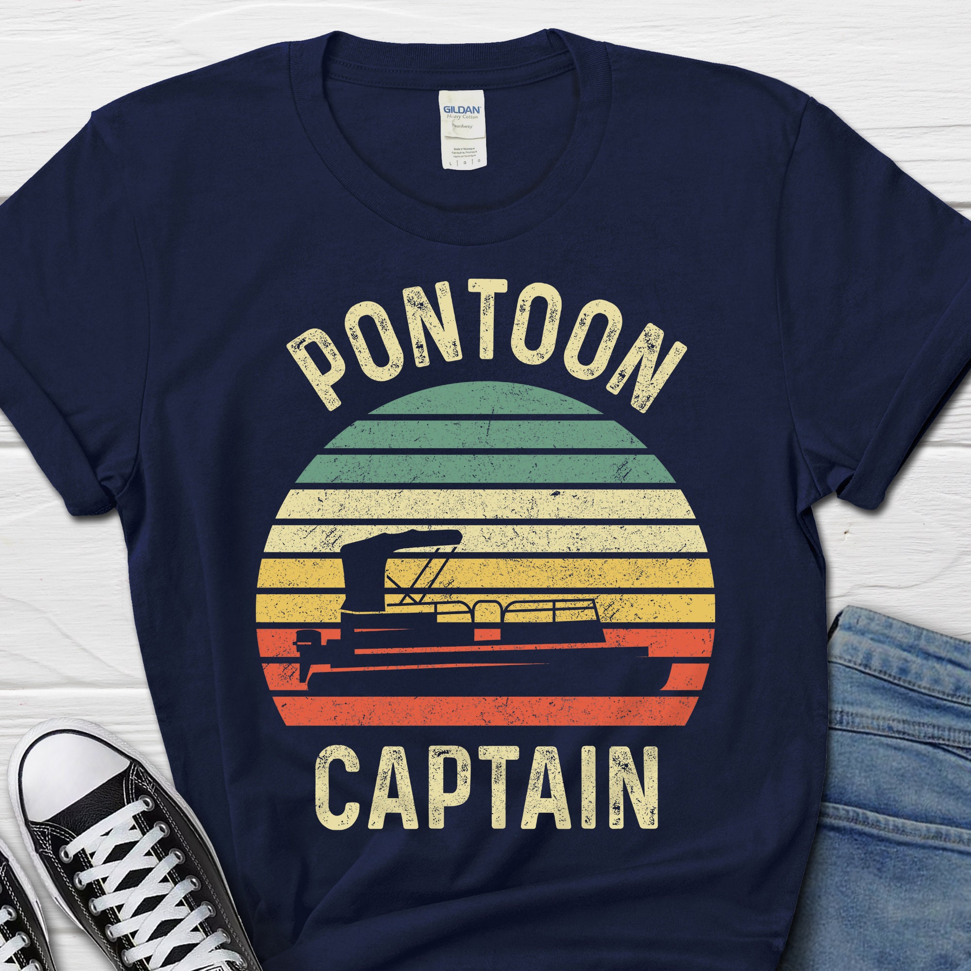 Pontoon Captain Shirt Vintage Pontoon Captain T-shirt Retro | Etsy