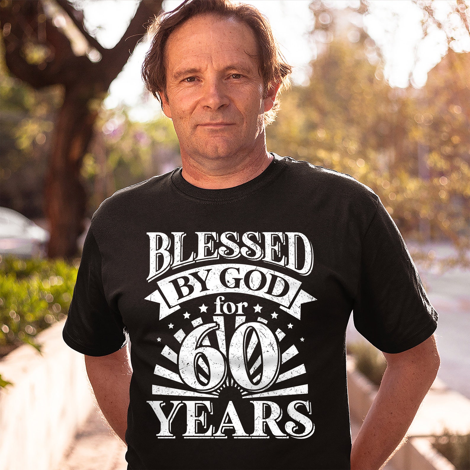 Blessed by God for 60 Years Gift, 60th Birthday Christian Shirt, 60 ...