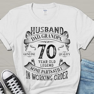 Husband Dad Grandpa T-shirt for Men, 70 Year Old Legend Tee for Him, 70th Birthday Gift, 70 Year ...