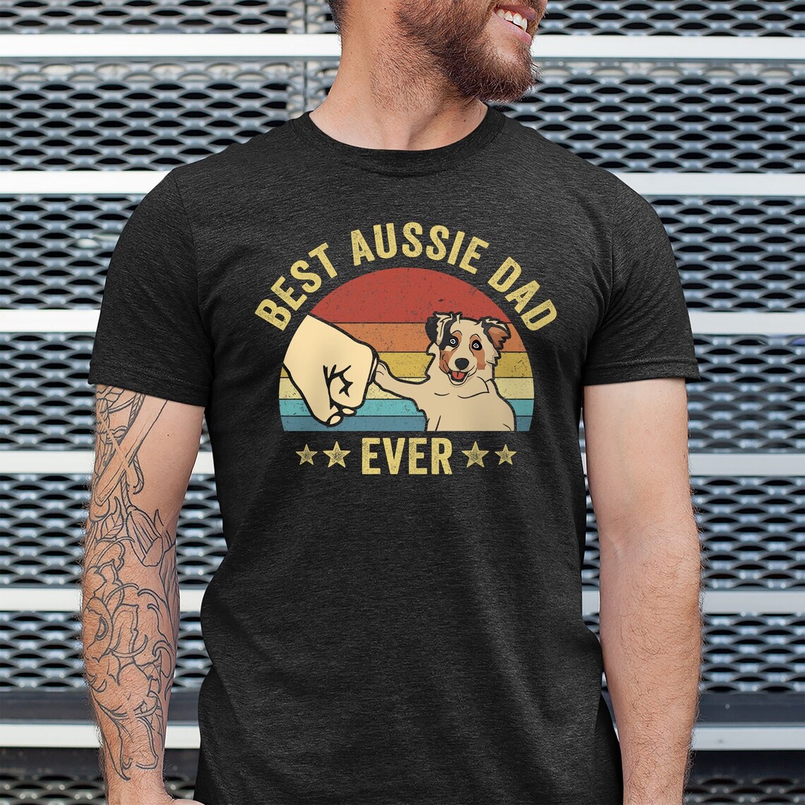 Father's Day Australian Shepherd Dad T-shirt, Best Aussie Dad Ever ...