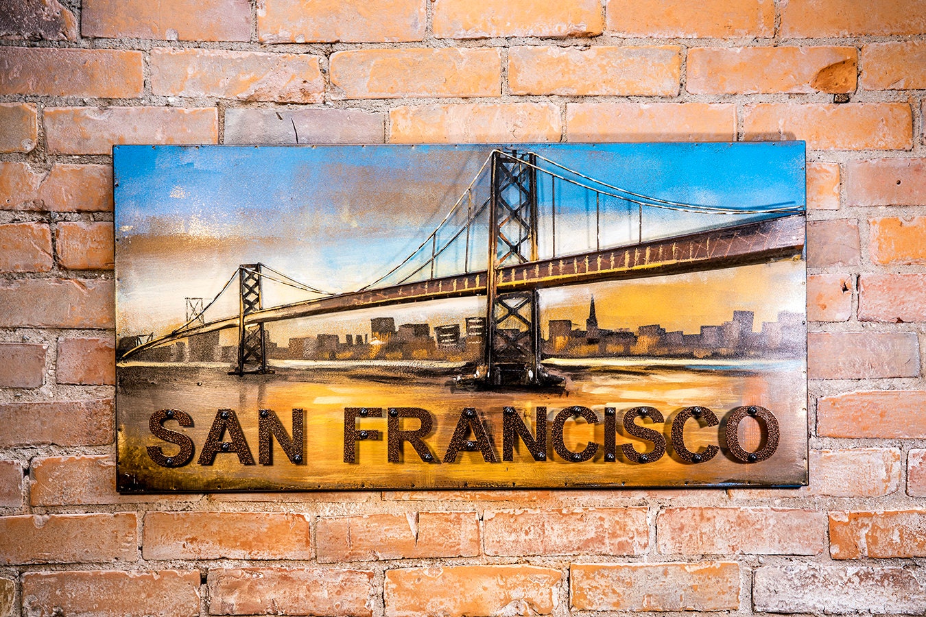 San Francisco Cityscape Metal Sign - Metal - Rústico - San Francisco ...
