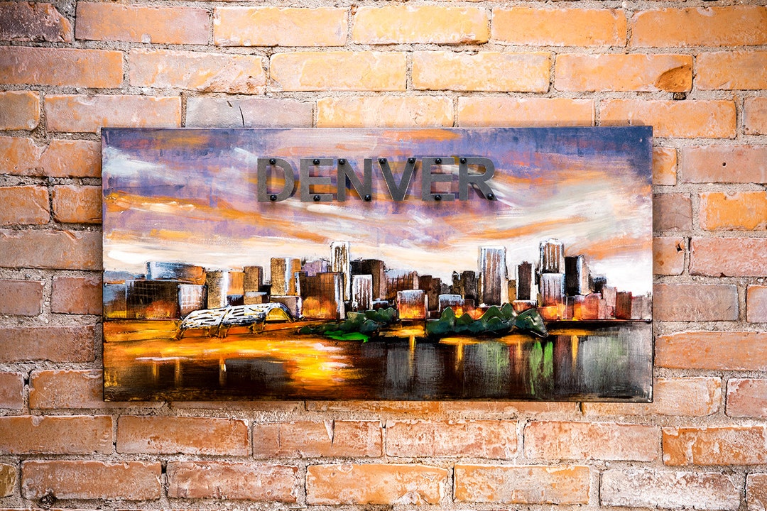 Denver Cityscape Metal Sign - Metal - Unfinished - Denver Art - Wall ...