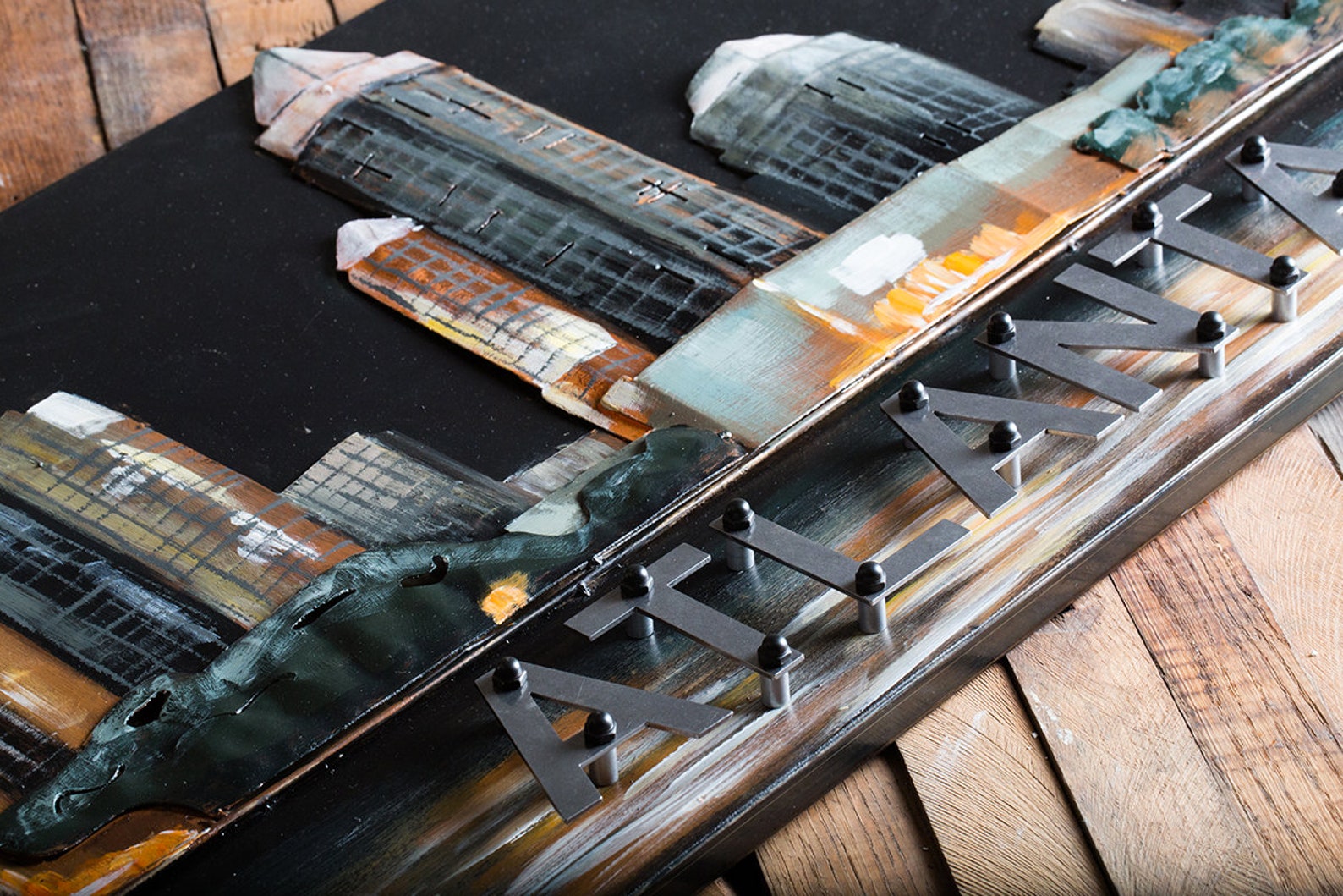 Atlanta Cityscape Metal Sign Metal Unfinished Atlanta - Etsy