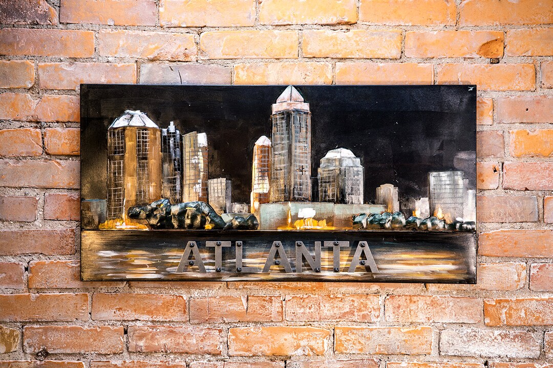 Atlanta Cityscape Metal Sign - Metal - Unfinished - Atlanta Art - Wall ...
