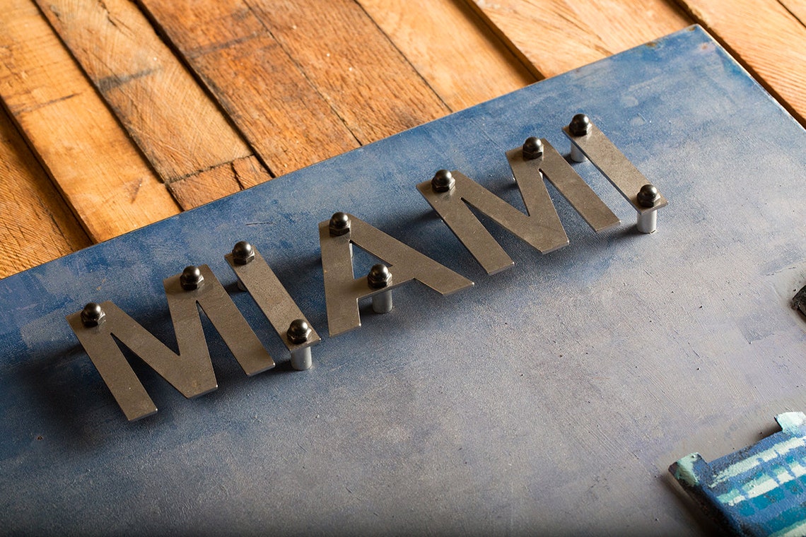 Miami Cityscape Metal Sign - Rustic - Miami Art - Wall Art - Restaurant ...