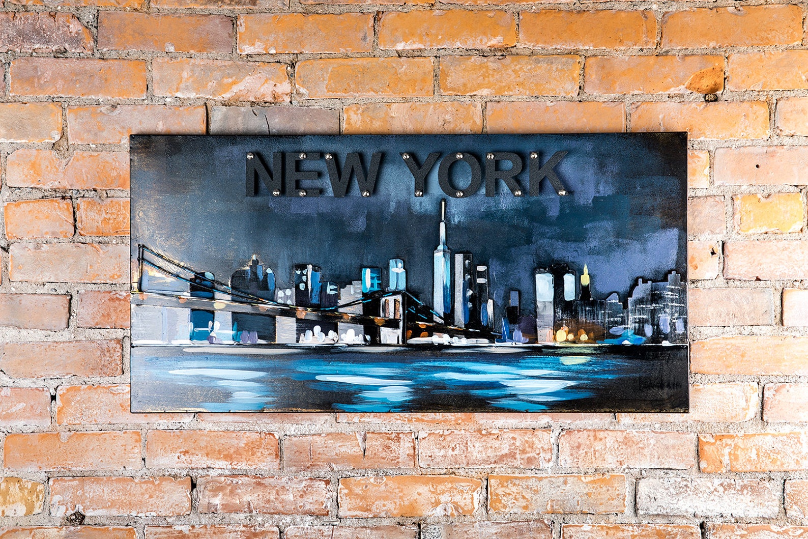 New York Cityscape Metal Sign Metal Black New York Art Wall Art ...