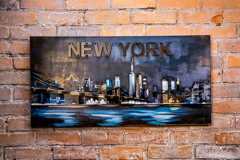 New York Cityscape Metal Sign - Metal - Rustic - New York Art - Wall ...