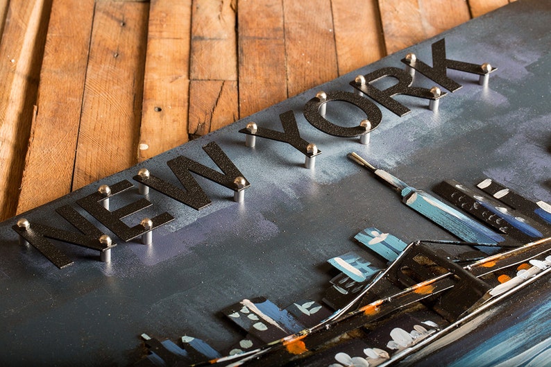 New York Cityscape Metal Sign Metal Black New York Art Wall Art ...