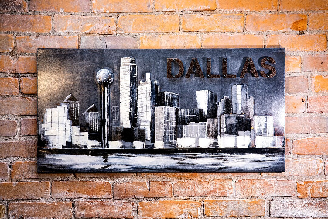 Dallas Cityscape Metal Sign - Metal - Rustic - Dallas Art - Wall Art ...