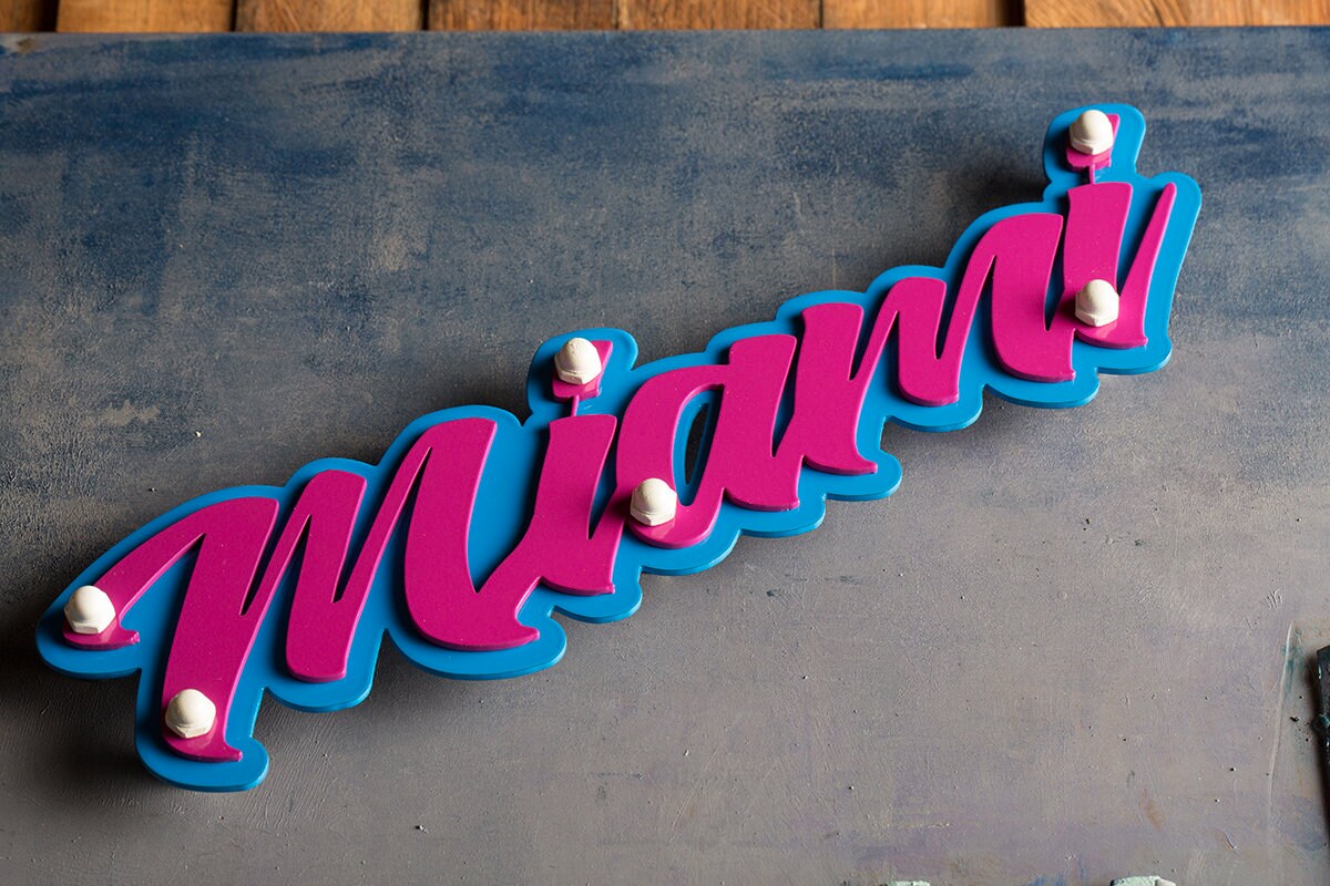 Miami Cityscape Metal Sign - Metal - Neon - Retro - Miami Art - Wall ...