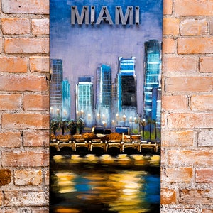 Miami Cityscape Metal Sign - Metal - Unfinished - Miami Art - Wall Art ...