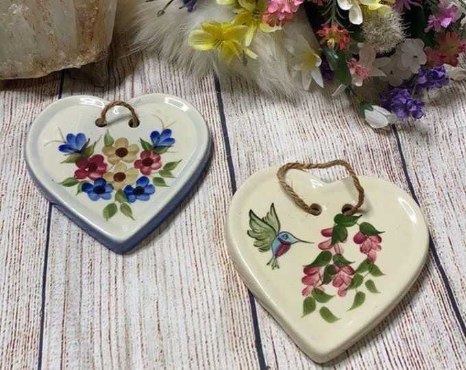 Alpine Pottery Hanging Ceramic Hearts - Decorative Wall Art - Roseville ...