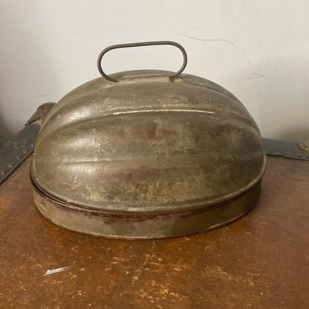 Vintage Steamed Pudding Mold Two Piece Tin Melon Shaped Jello Mould ...