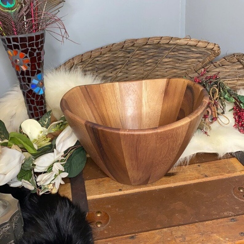 Lipper International Wooden Acacia Wave Bowl Large Wood Treenware Bowl ...