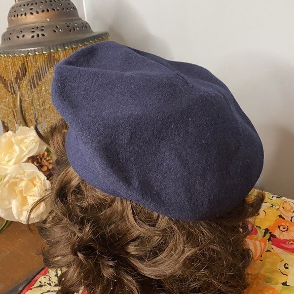 Vintage Blue Wool Beret Hat retro Vintage Hair Fashion Accessories ...