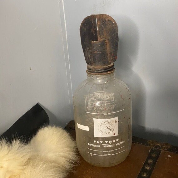 Vintage big Stinky Fly Trap Large Jar Bottle Trap ACL Label With Directions and Metal Topper Etsy UK