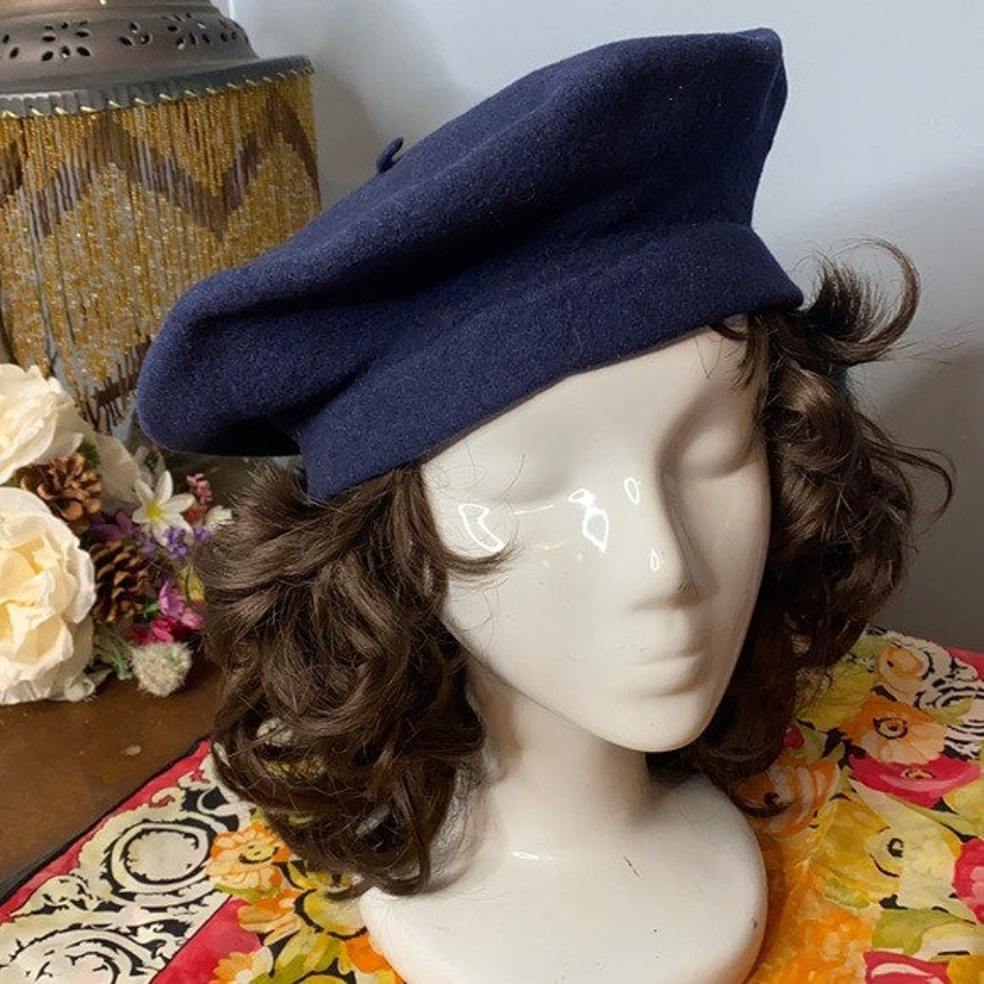 Vintage Blue Wool Beret Hat retro Vintage Hair Fashion Accessories ...