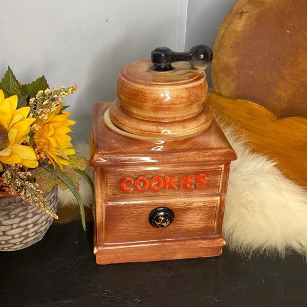 Vintage Mccoy Cookie Jar Tan Ceramic Coffee Grinder Shaped Cookie Jar ...